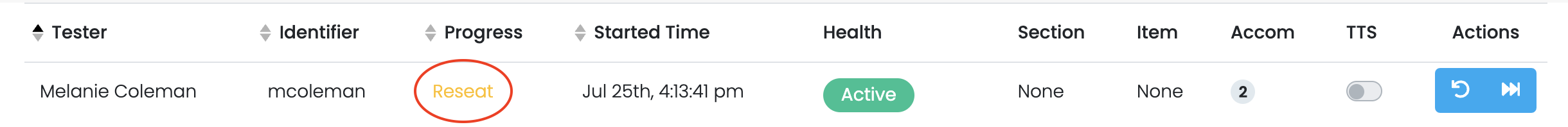 Reseating a Student from the Proctor Dashboard – ADAM Assessments Support